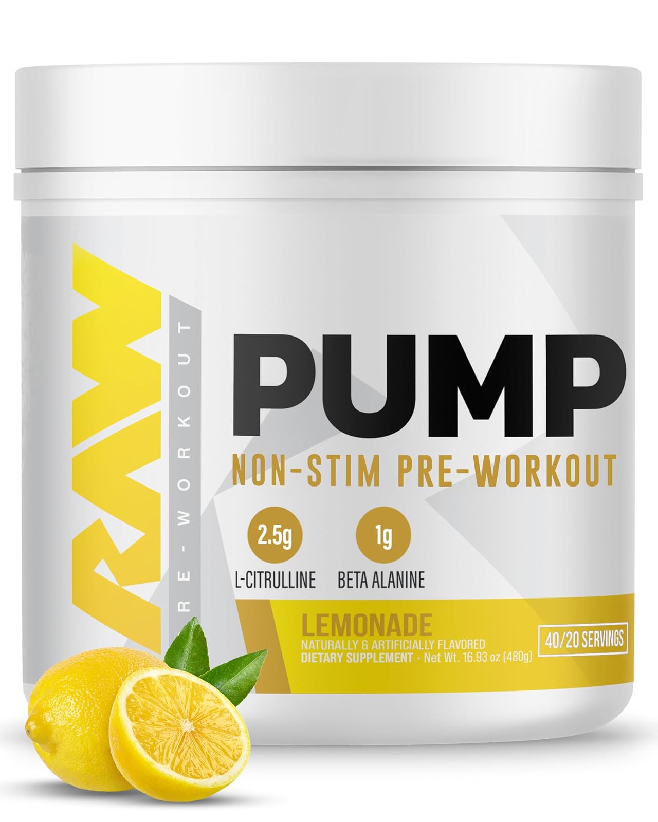 RAW Pump Stim pre-workout lemonade flavour