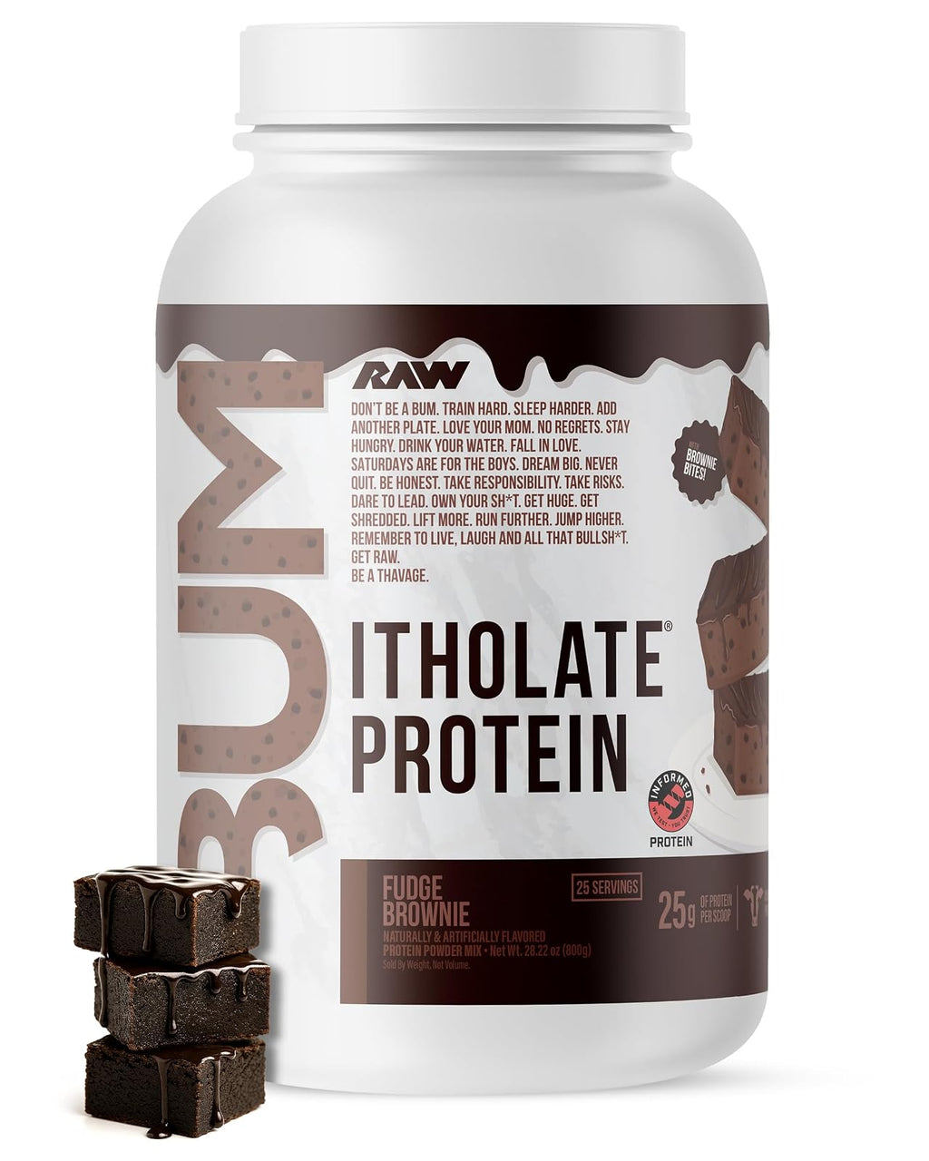 RAW whey isolate protein powder fudge brownie