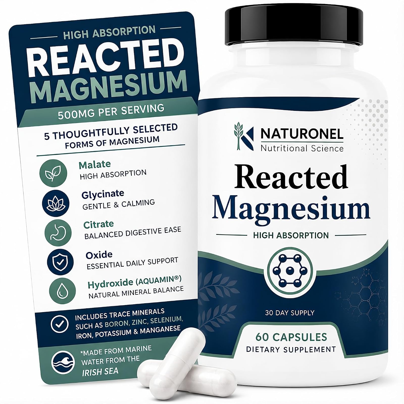 Reacted Magnesium 500 mg capsules