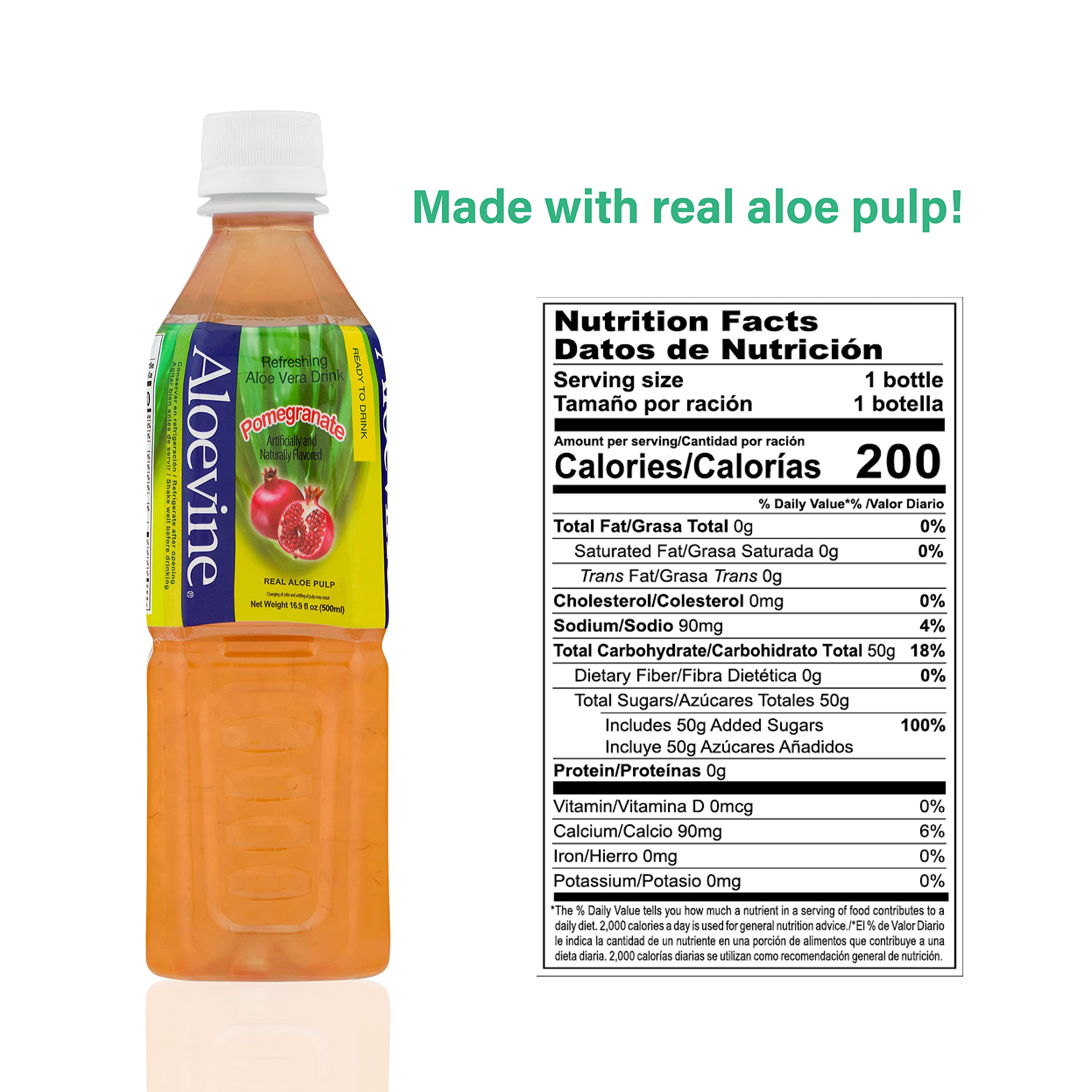 real aloe chunks for added nutrition
