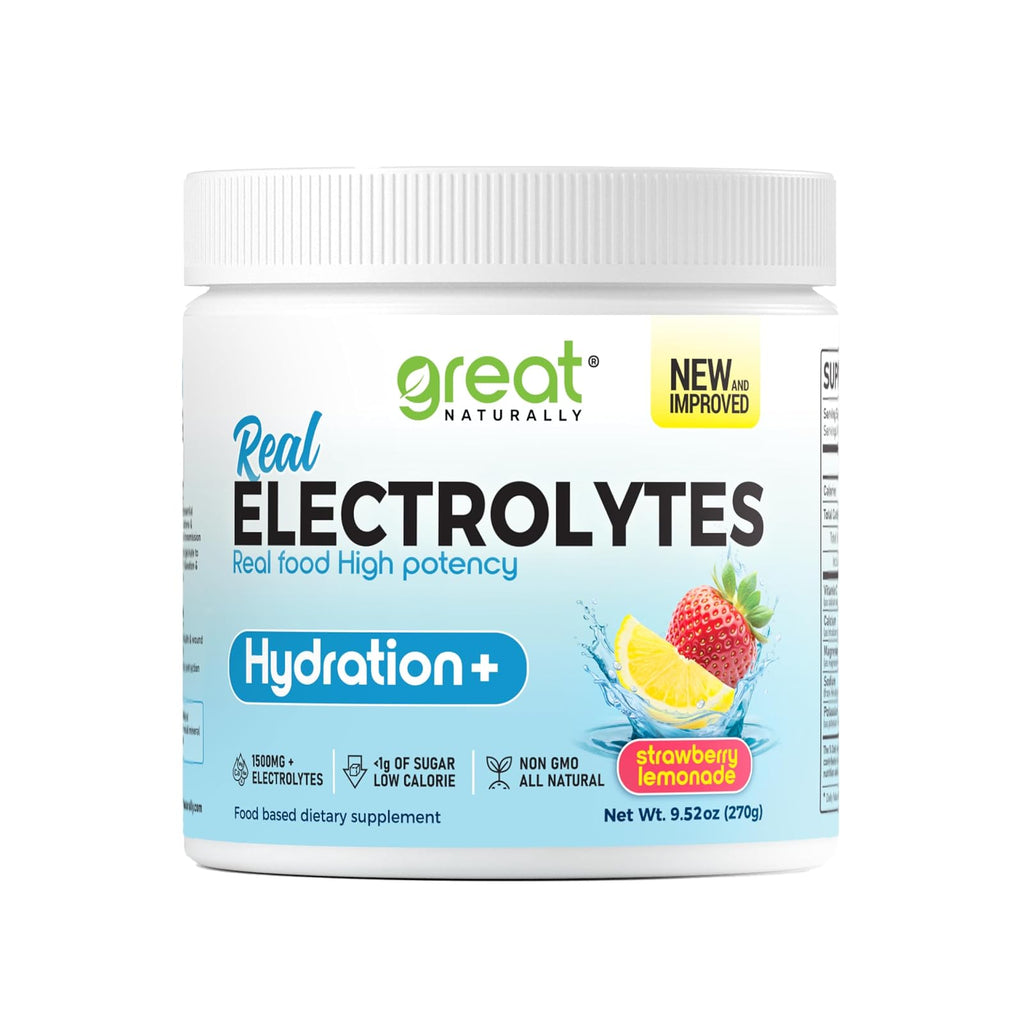 Real Food electrolytes powder strawberry lemonade