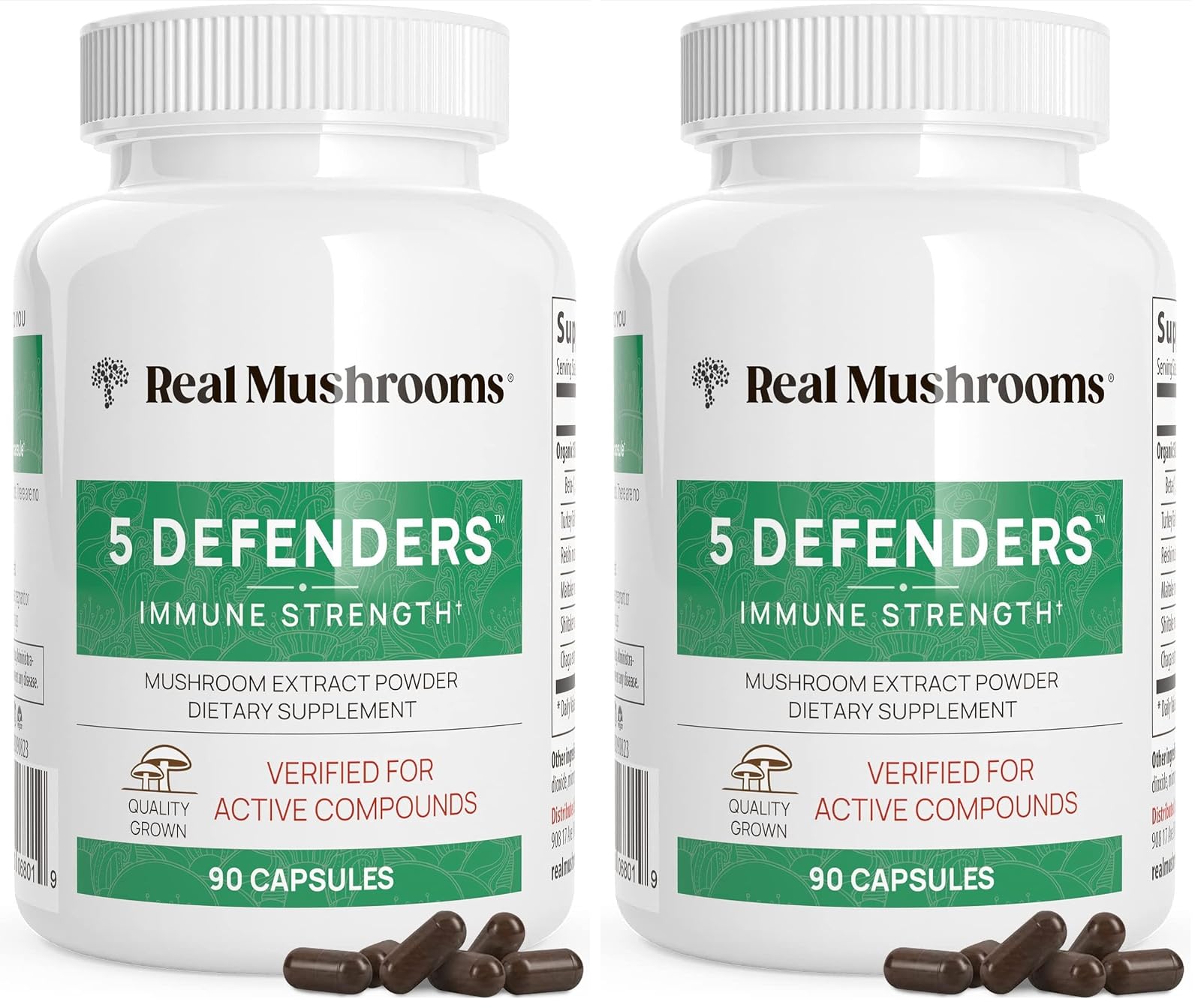 Real Mushrooms 5 Defenders capsules for immunity