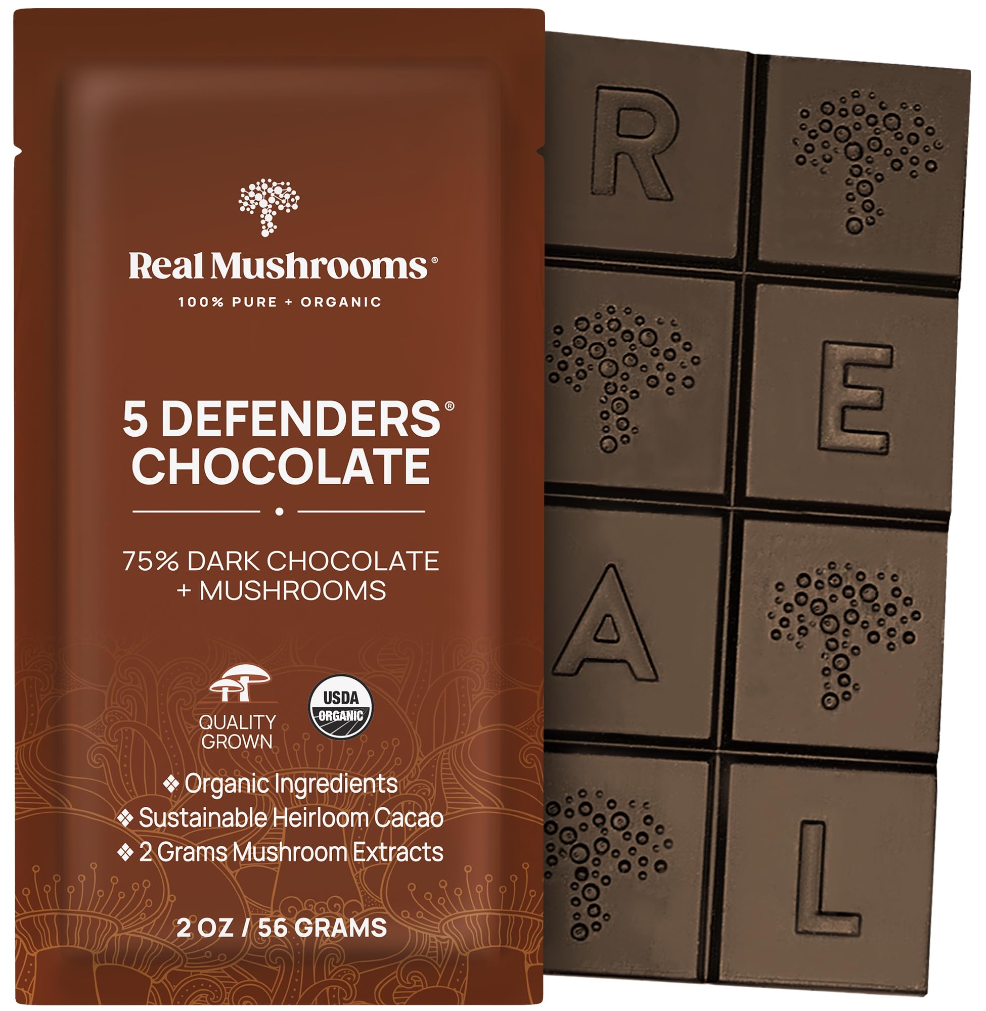 Real Mushrooms chocolate bar supplement