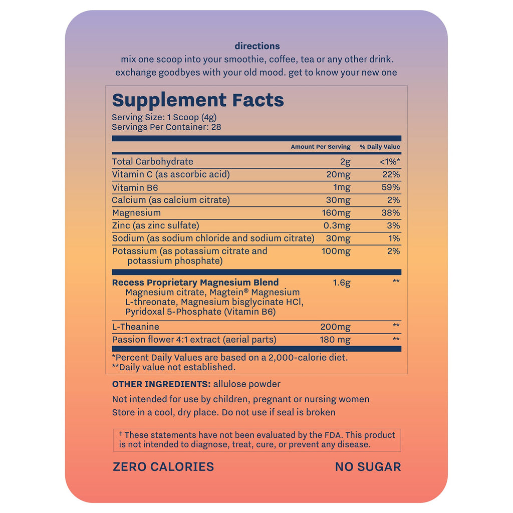 Recess magnesium for enhanced relaxation