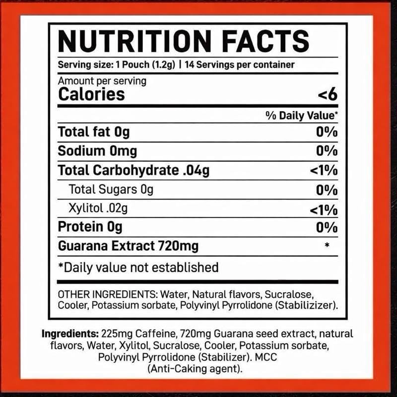 Red gummy bear flavour caffeine pouches