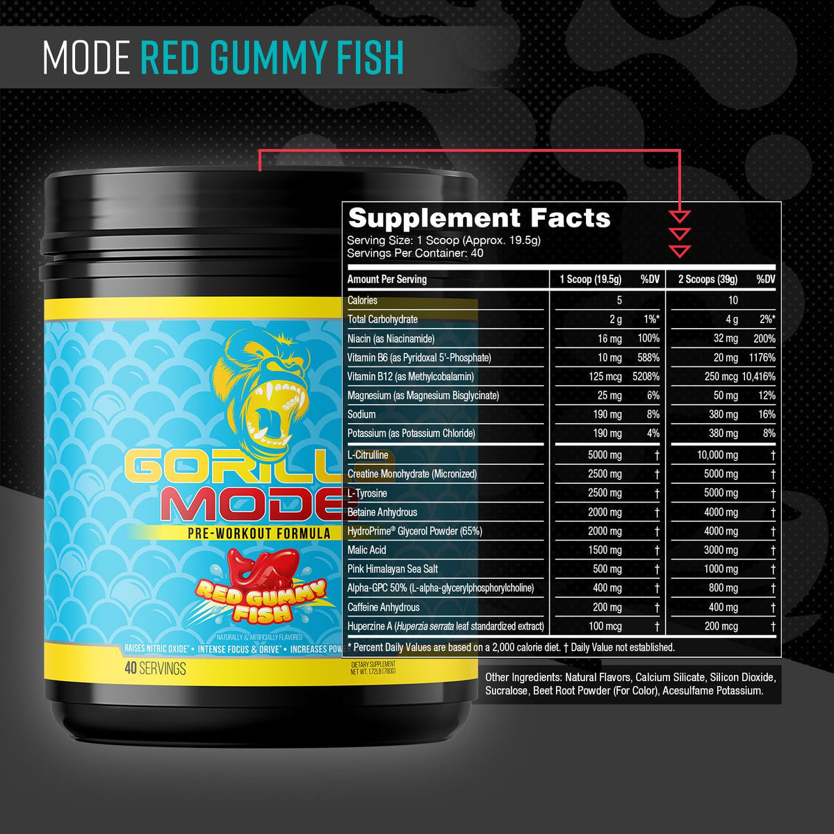 Red gummy fish flavour pre workout