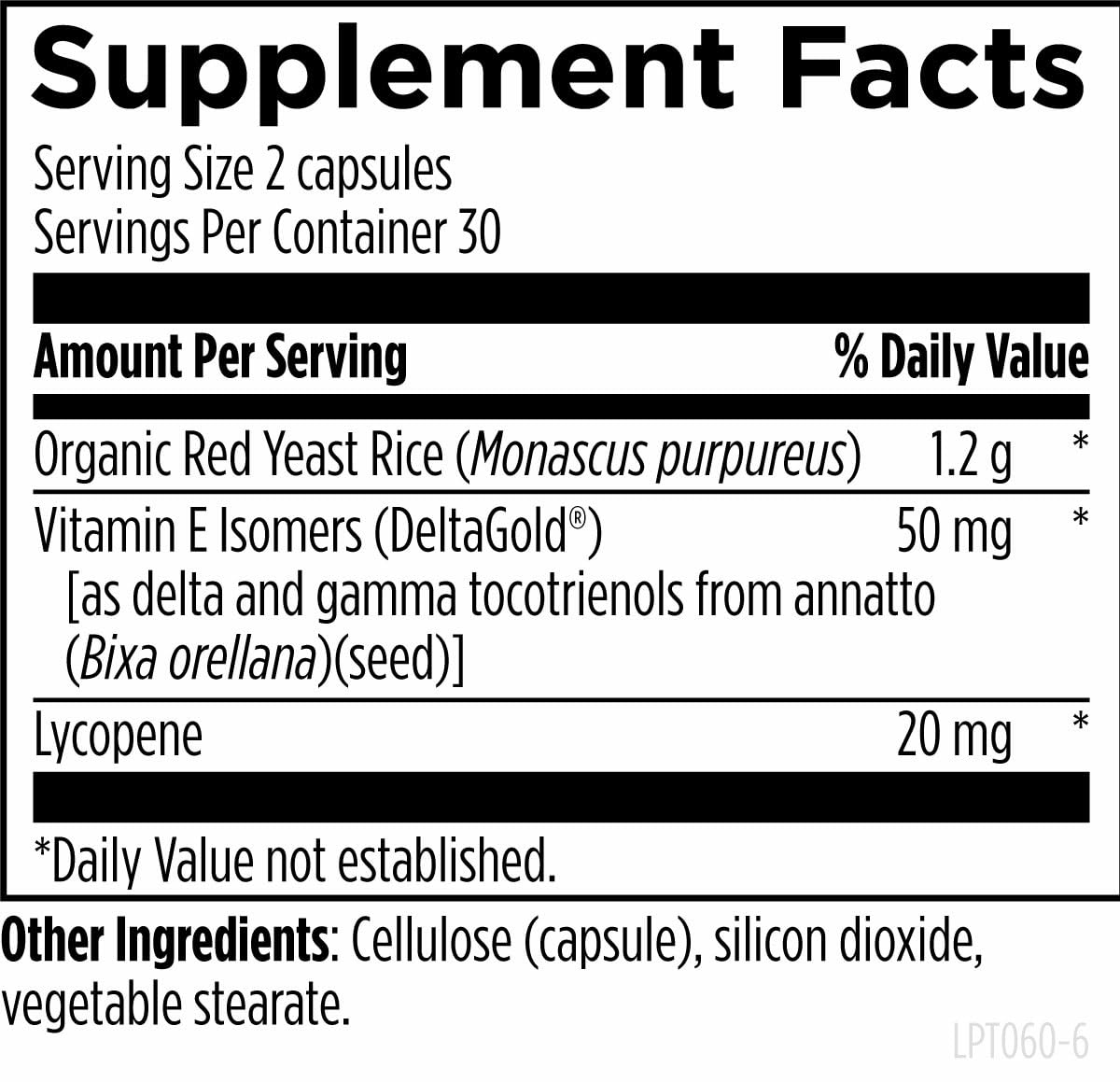 red yeast rice dietary supplement capsules