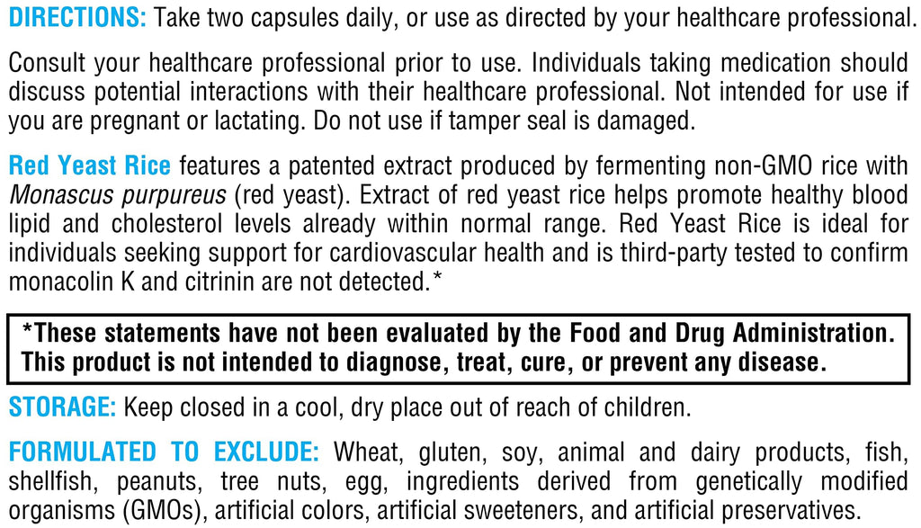 red yeast rice supplement for vitality