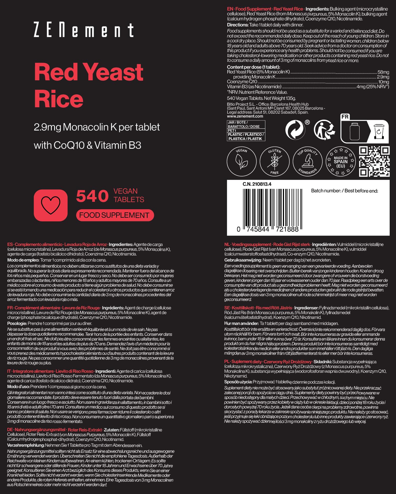 red yeast rice with CoQ10 for energy