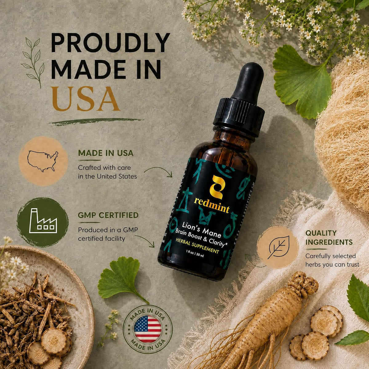 Redmint mushroom extract for cognitive support