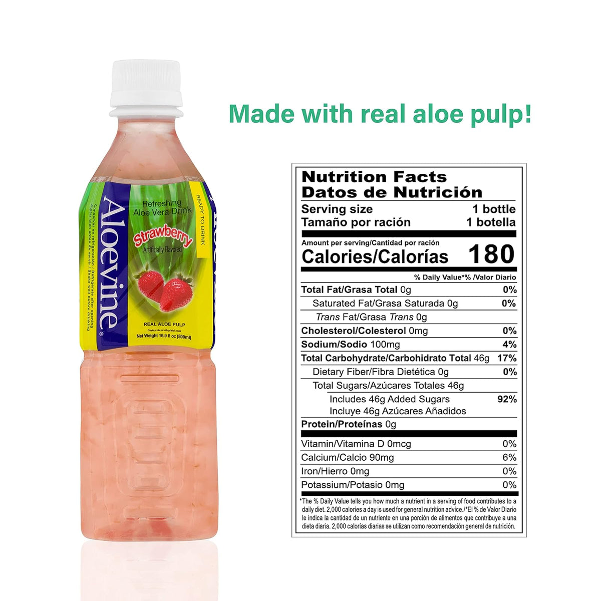 refreshing aloe vera beverage with strawberry