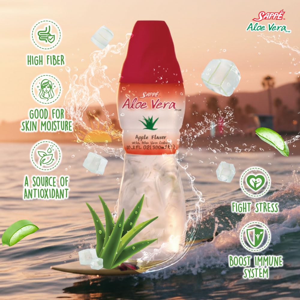 refreshing apple flavored aloe drink