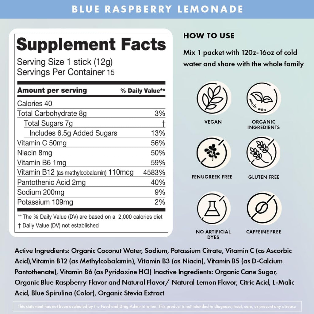Refreshing blue raspberry drink mix