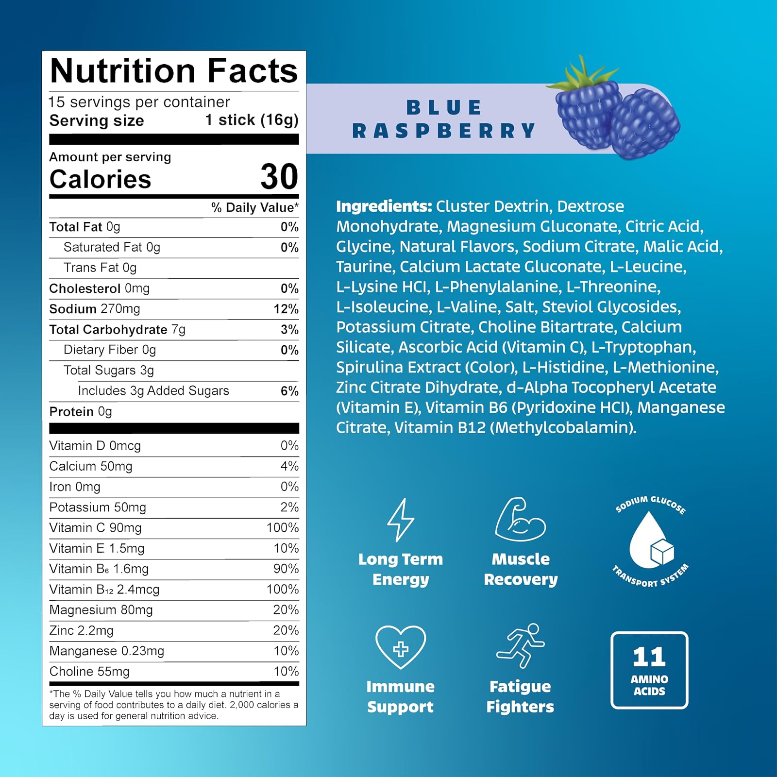 refreshing blue raspberry electrolyte drink mix