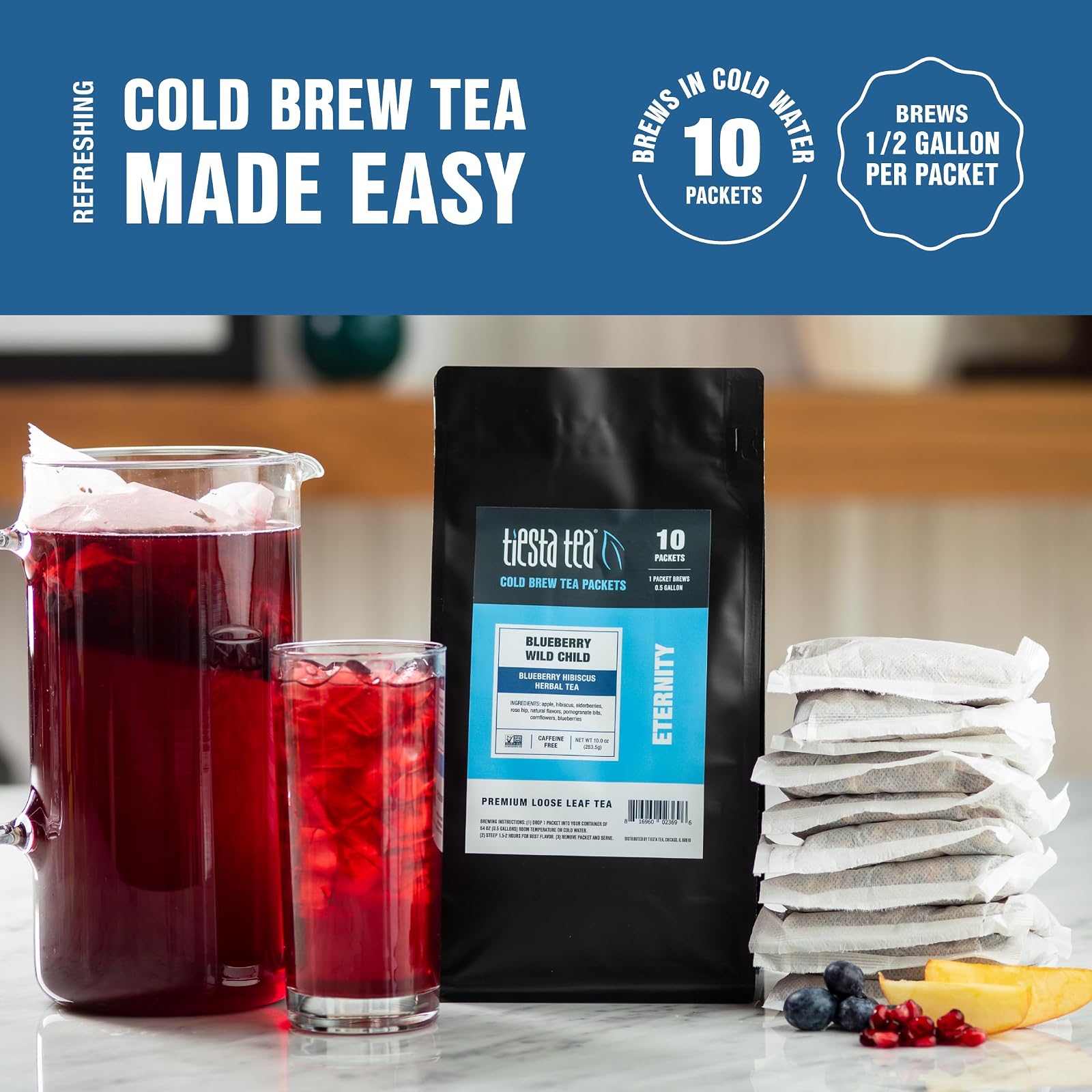 refreshing blueberry cold brew tea