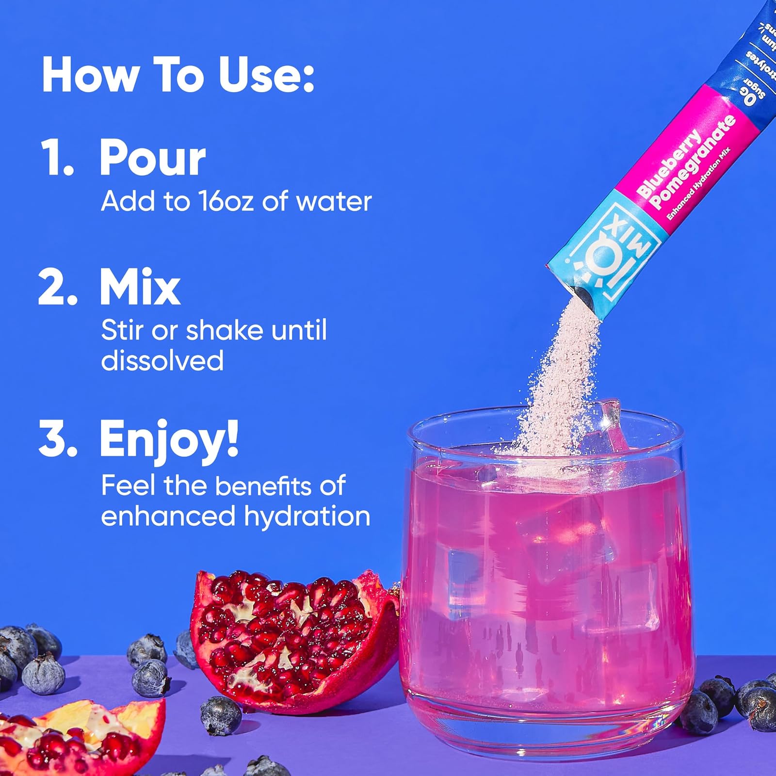 Refreshing blueberry pomegranate hydration mix