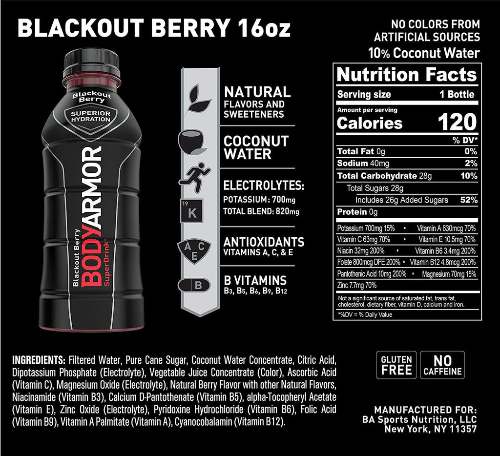 refreshing Body Armor electrolyte beverage
