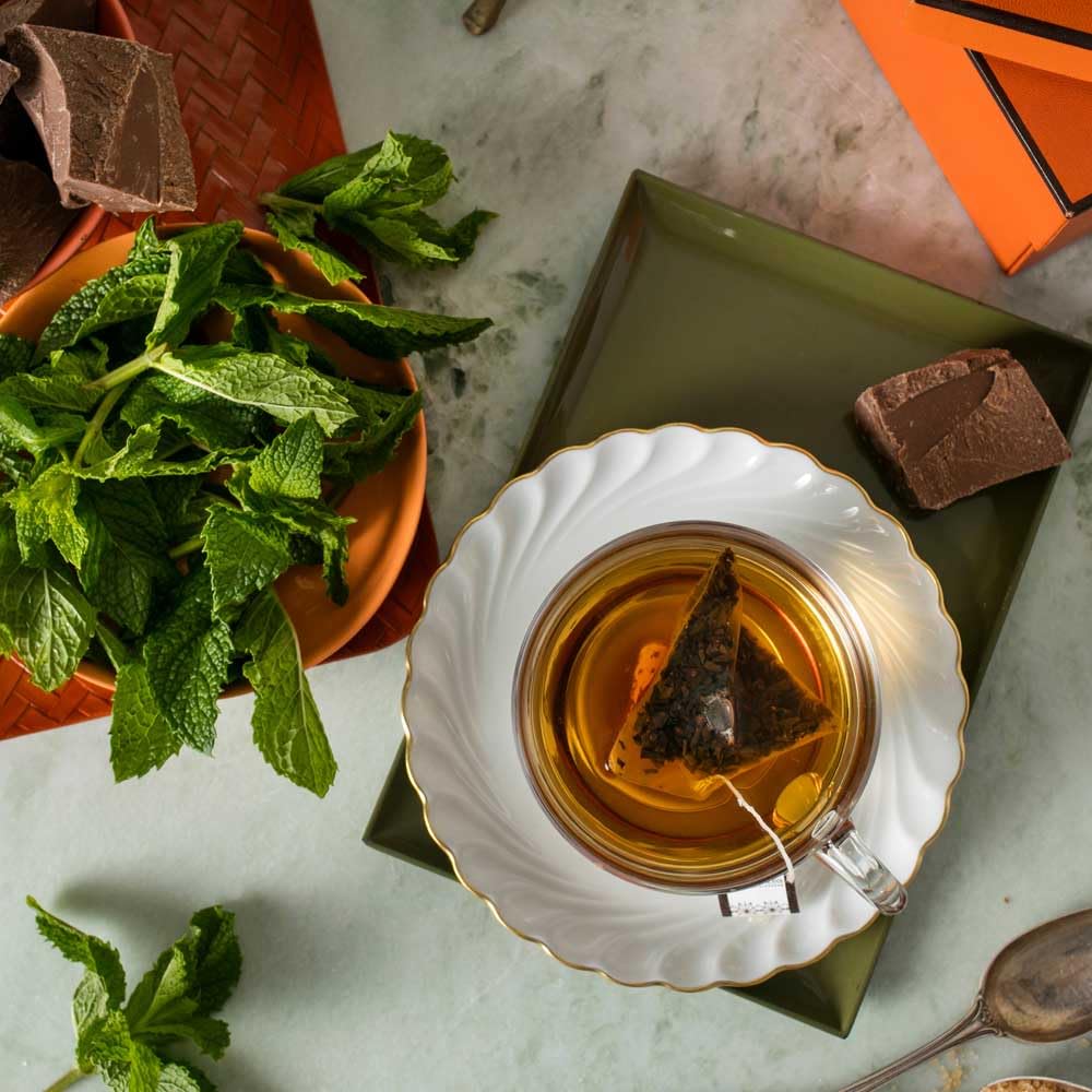 refreshing chocolate mint black tea sachets