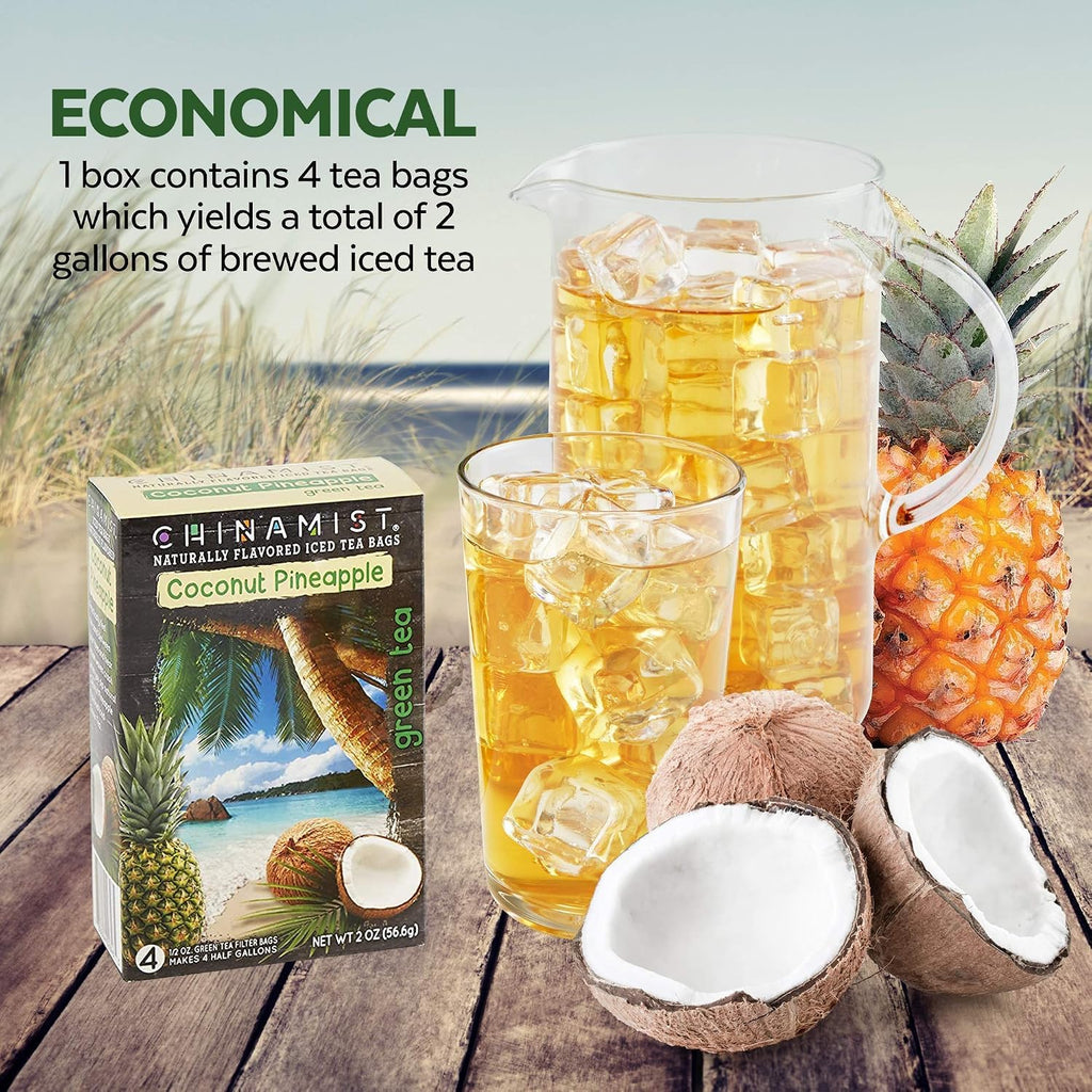 refreshing coconut pineapple green tea bags