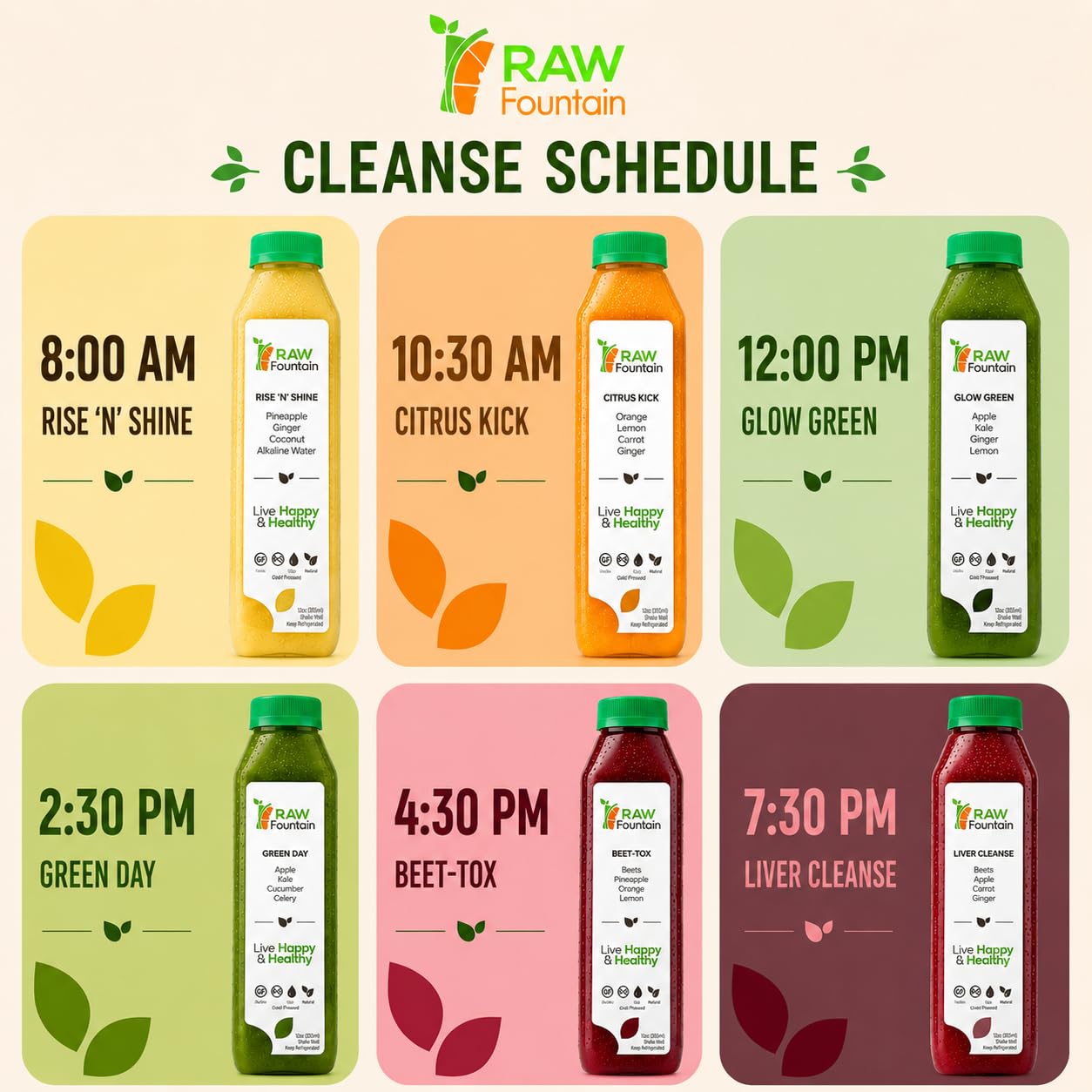 refreshing cold pressed juice selection