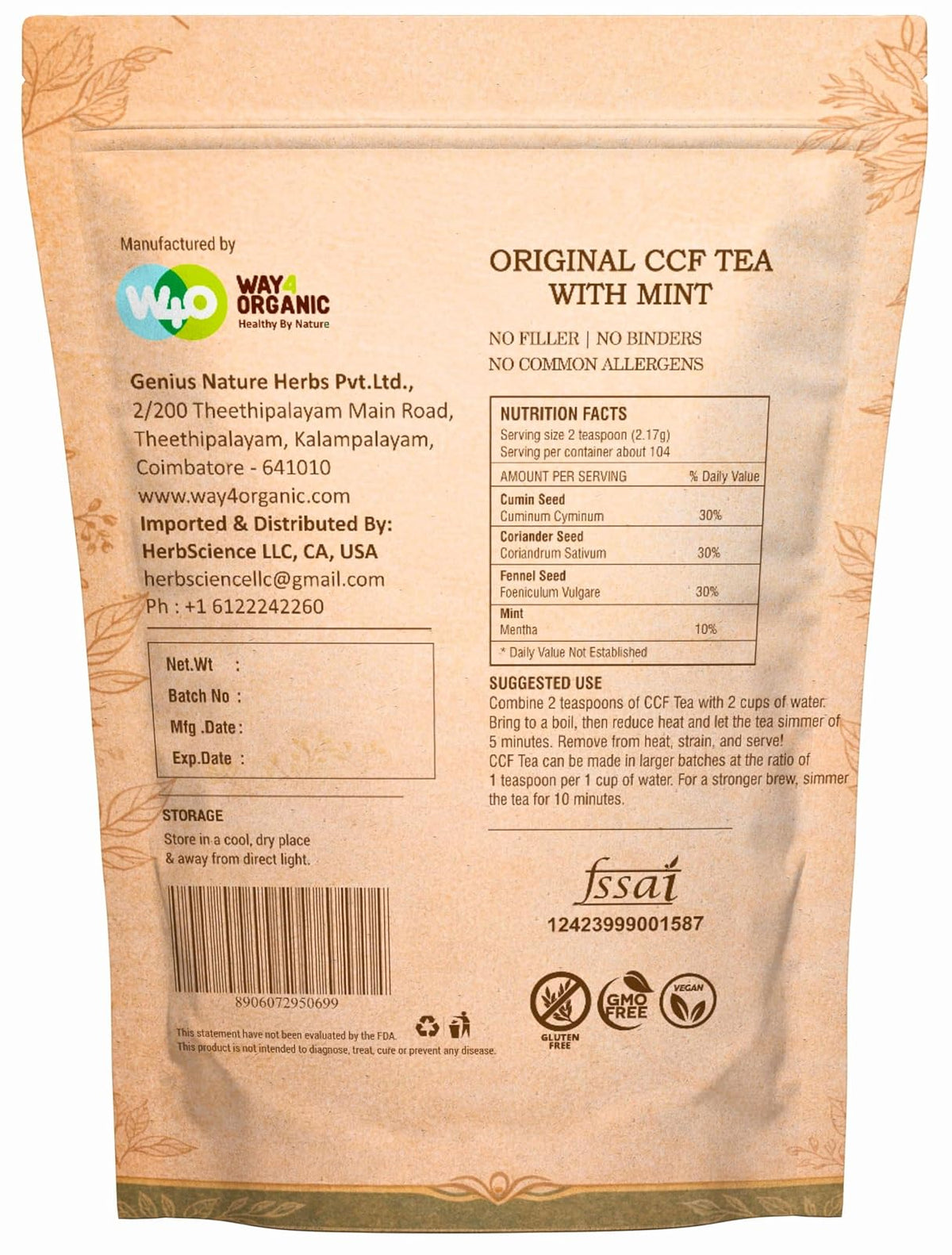 refreshing cumin coriander fennel tea