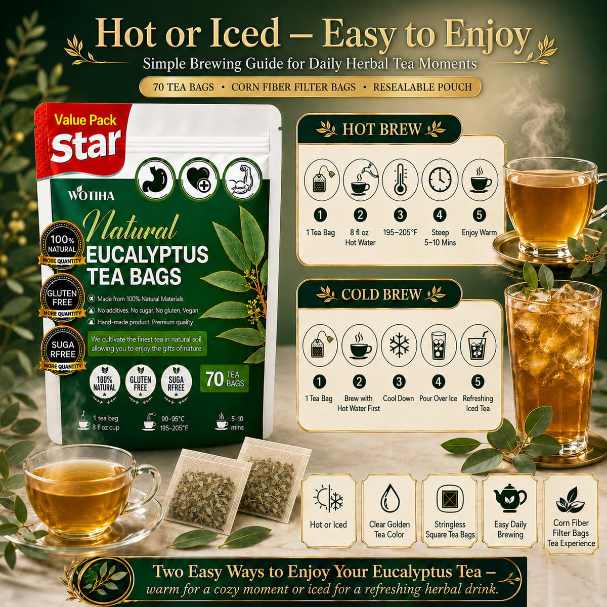 refreshing eucalyptus tea bags for energy