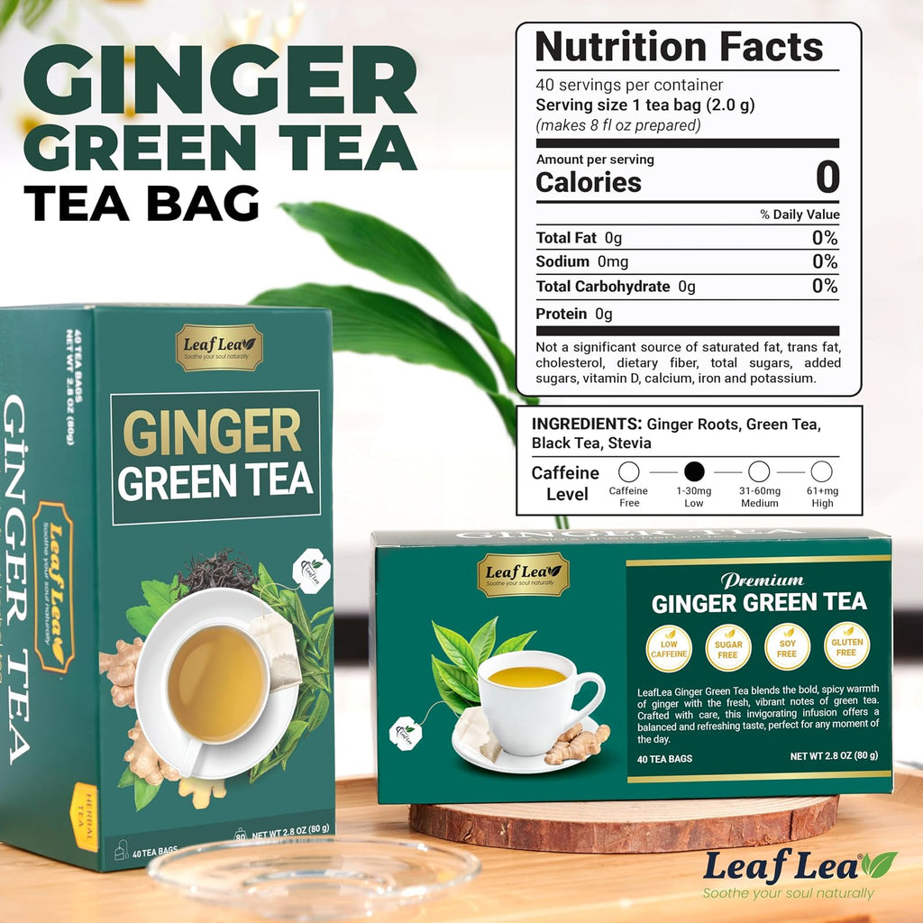 refreshing green tea with ginger flavour