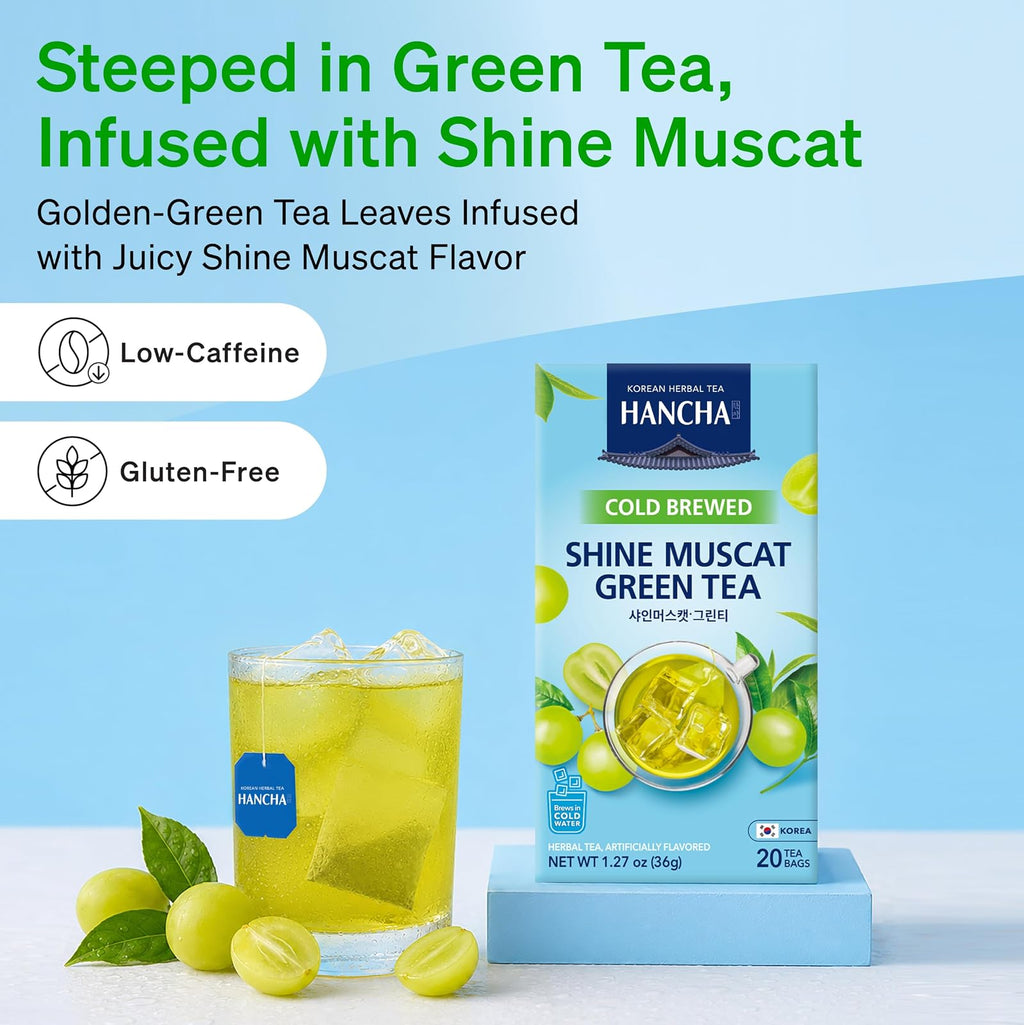 refreshing green tea with grape flavour