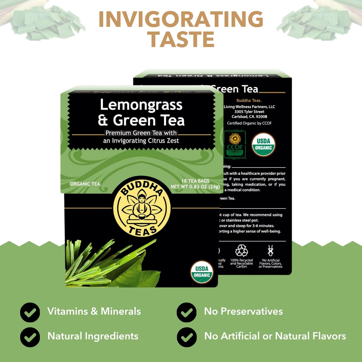 refreshing green tea with lemongrass