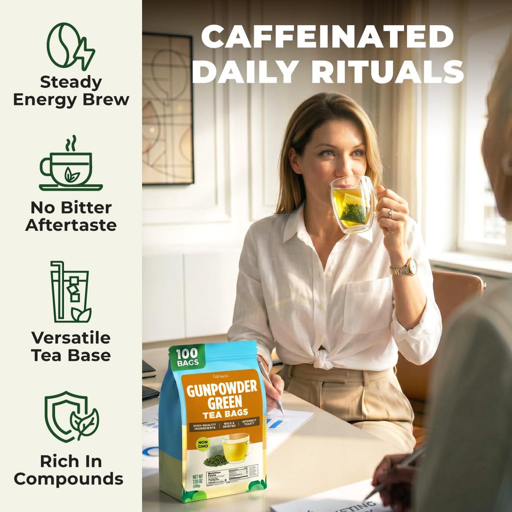 Refreshing gunpowder green tea bags