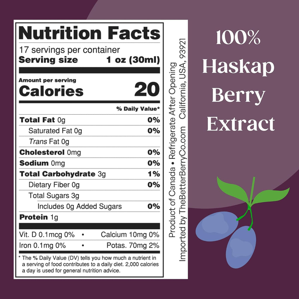 Refreshing haskap berry juice beverage