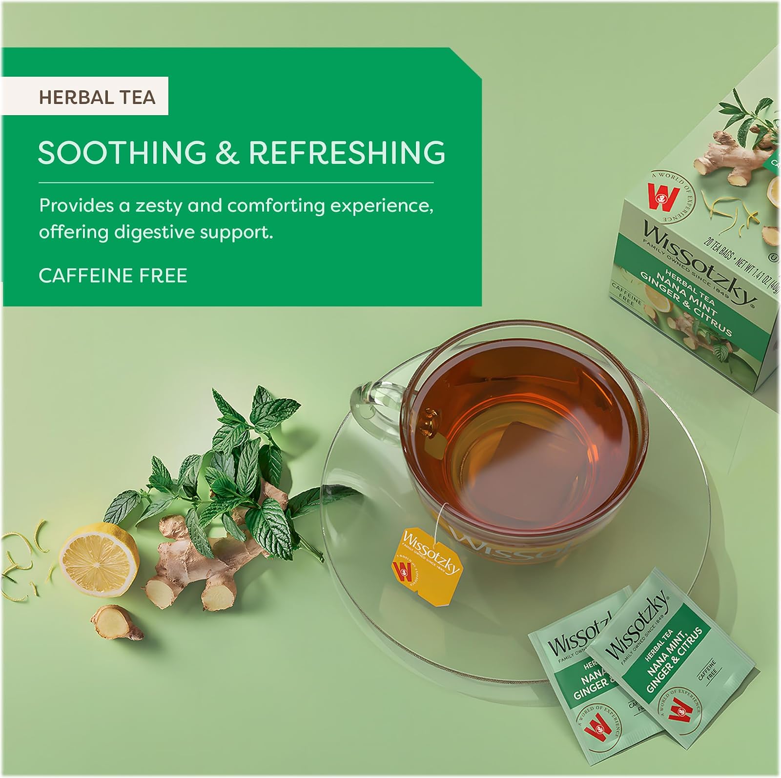refreshing herbal tea with ginger