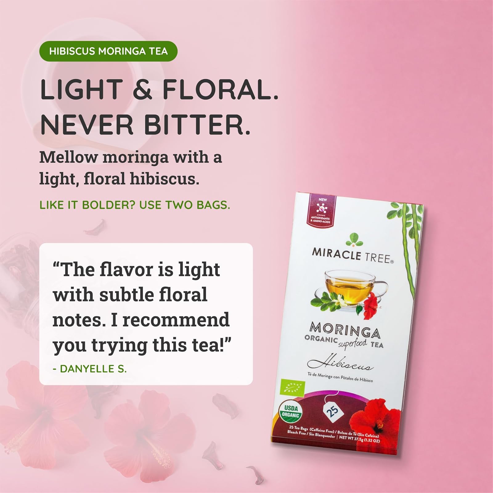Refreshing hibiscus and moringa blend