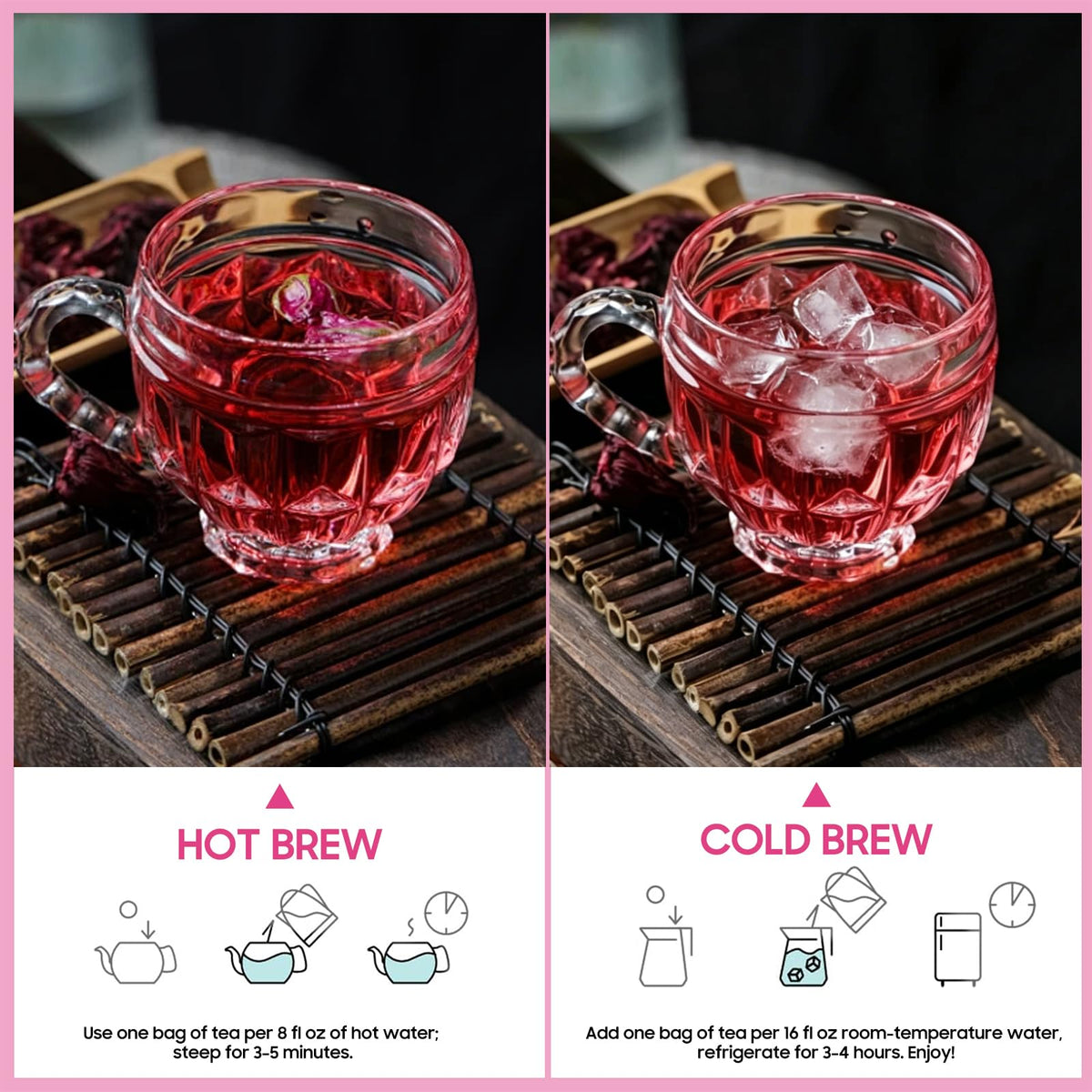 Refreshing hibiscus tea bags for summer