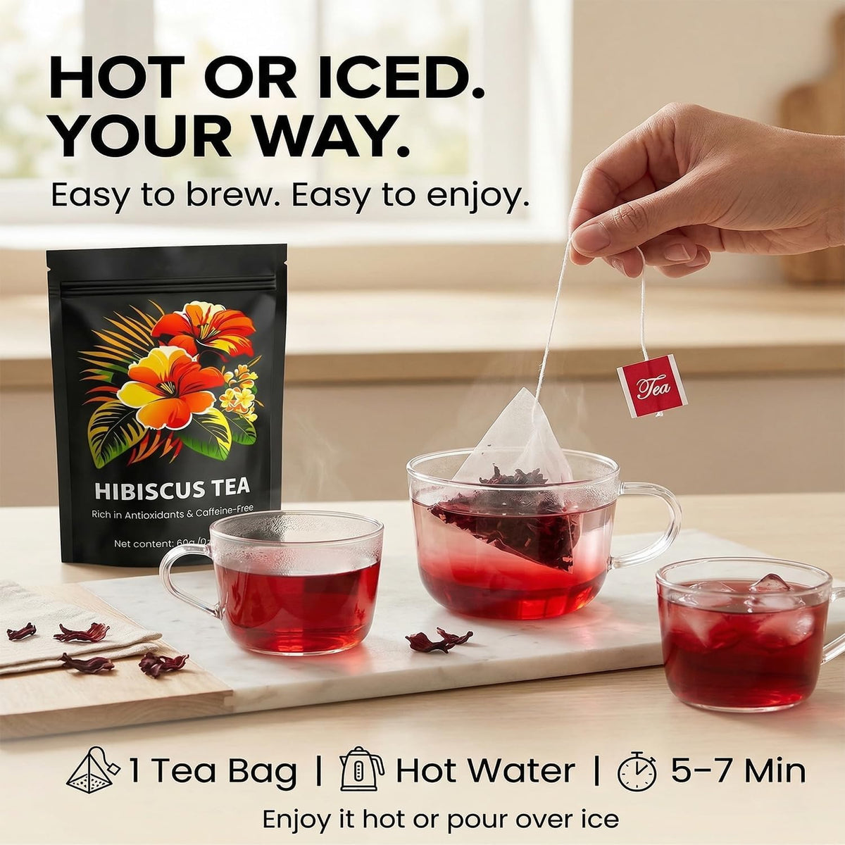 refreshing hibiscus tea infusion