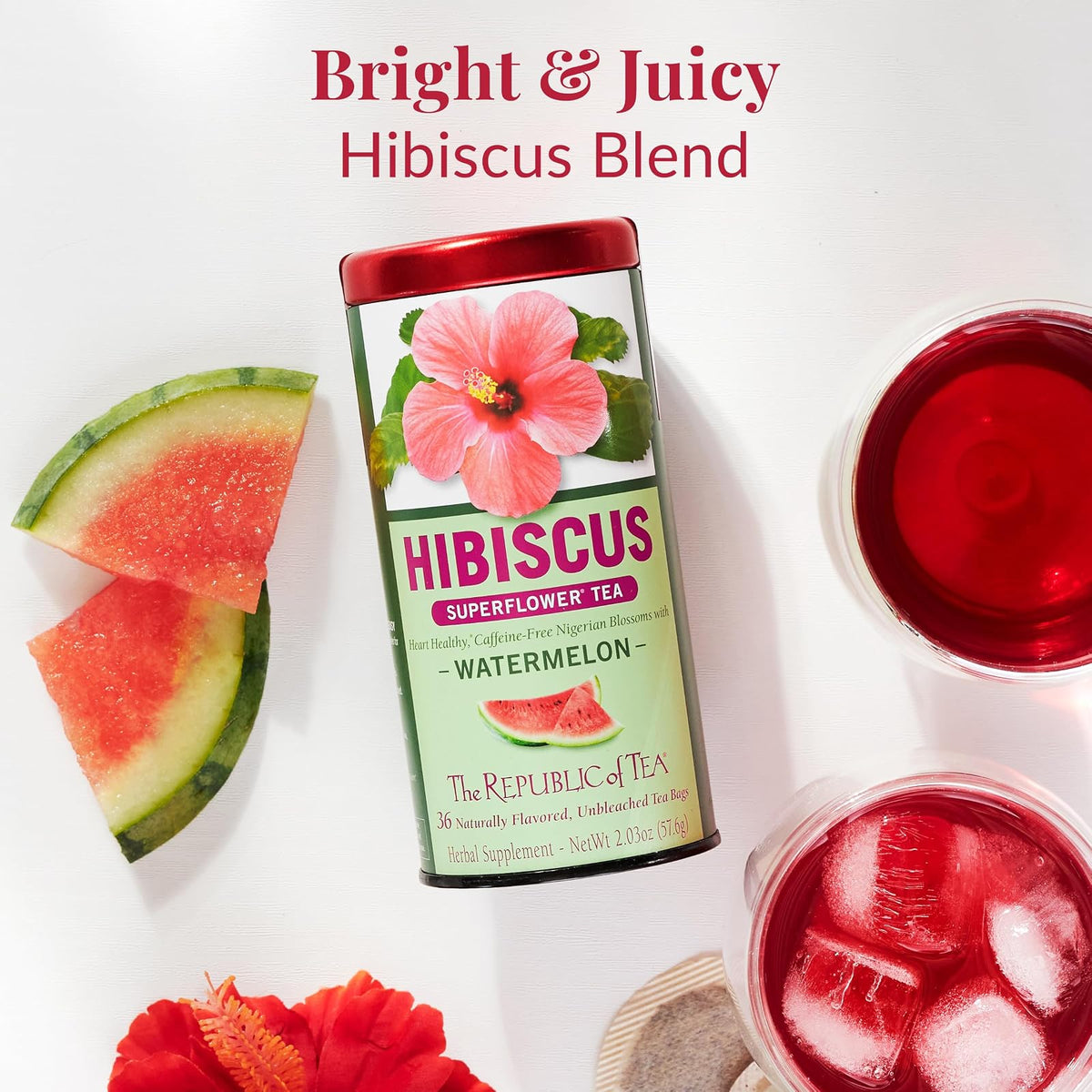 refreshing hibiscus watermelon tea