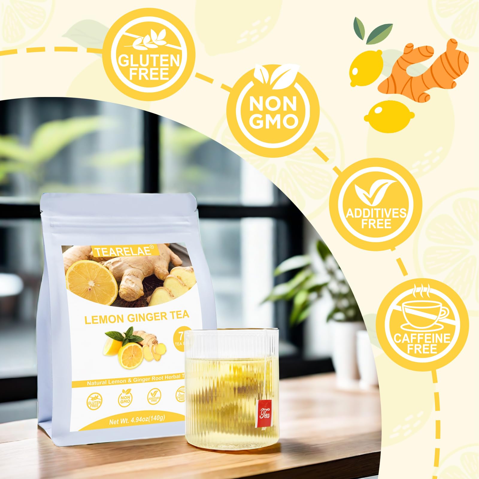 refreshing lemon ginger tea bags