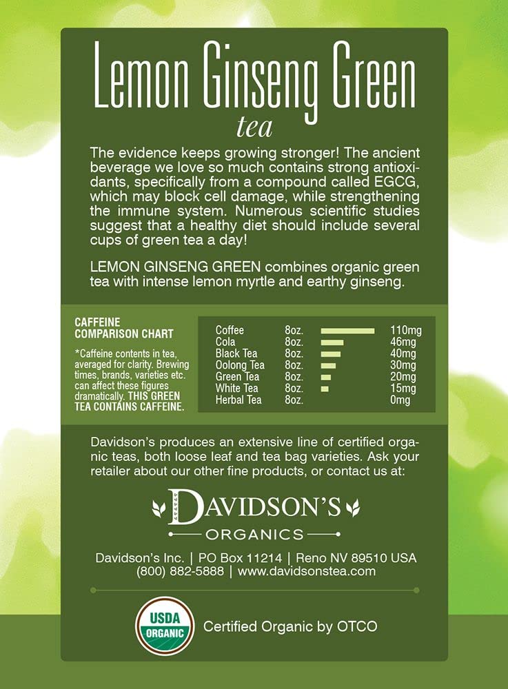 refreshing lemon ginseng green tea bags