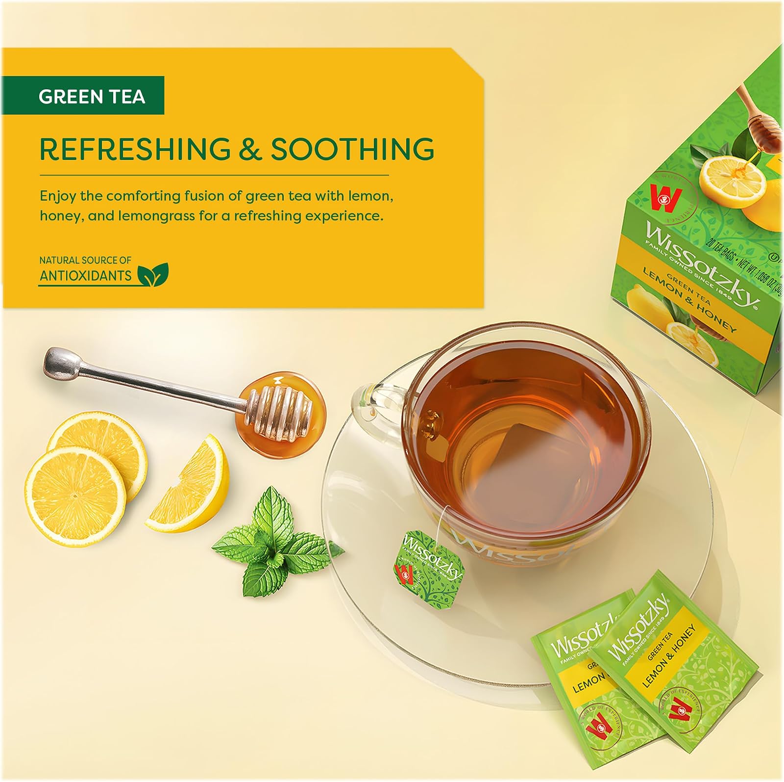 refreshing lemon honey green tea