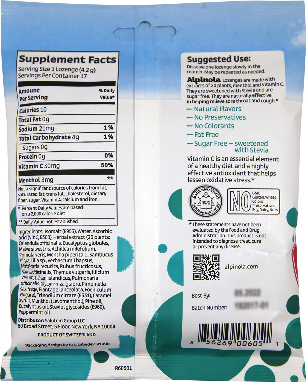 Refreshing menthol lozenges for sore throat