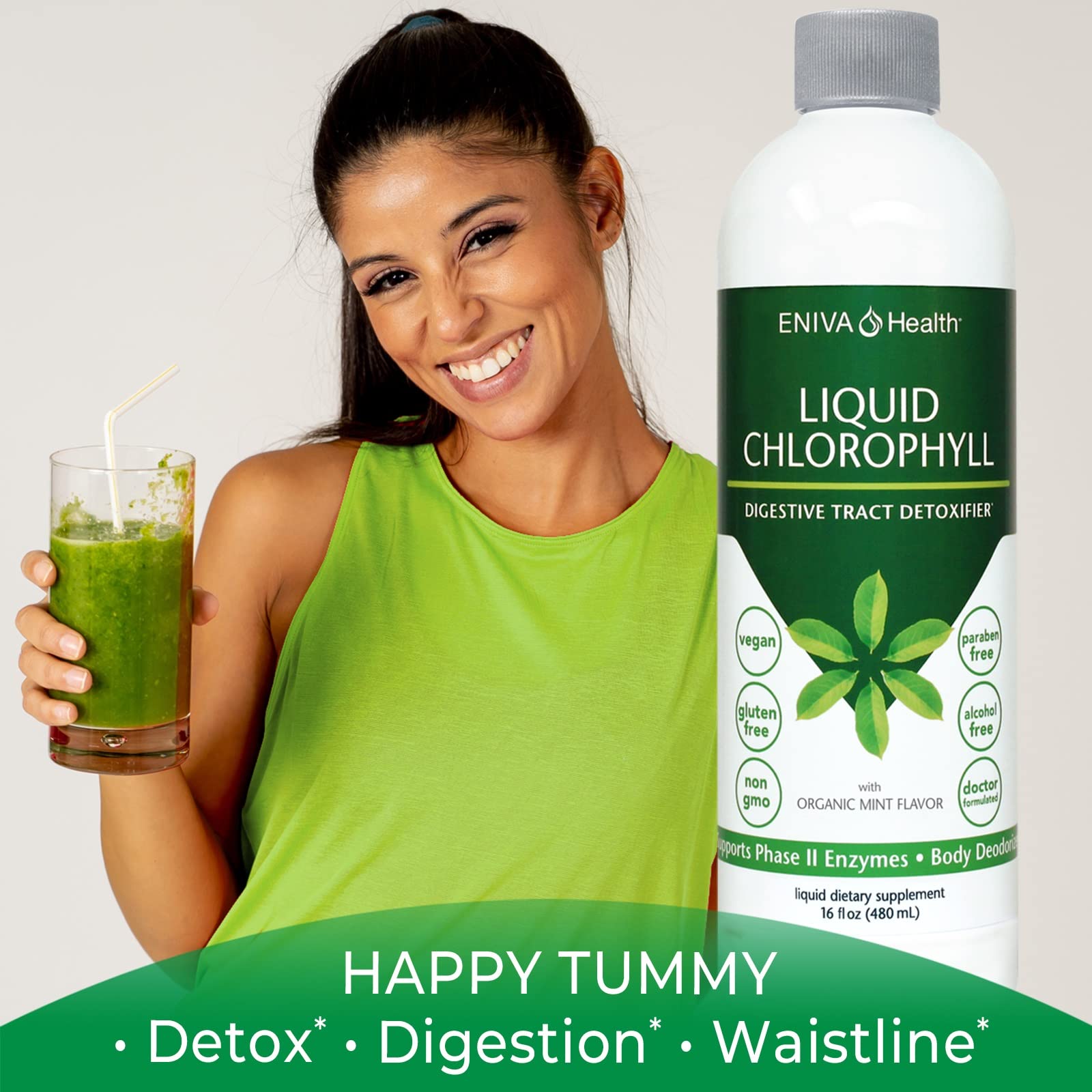 Refreshing mint chlorophyll drink