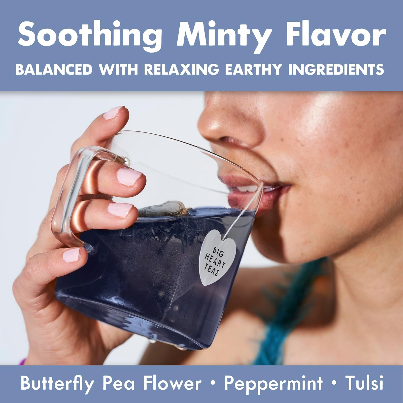 refreshing minty blue tea bags
