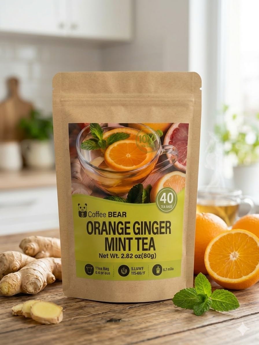 Refreshing orange ginger mint infusion