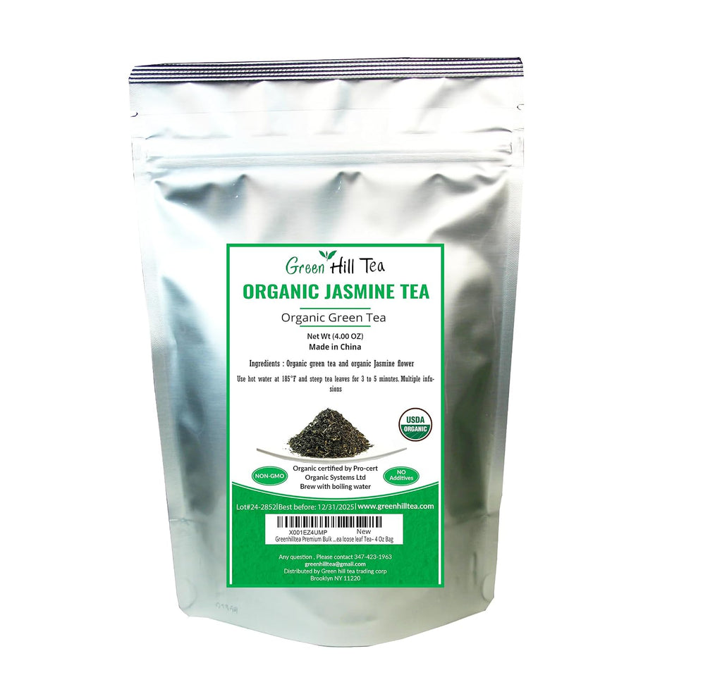 refreshing organic green tea leaves