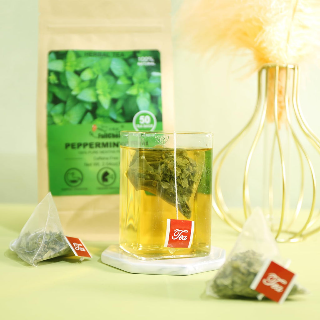Refreshing peppermint tea bags for energy