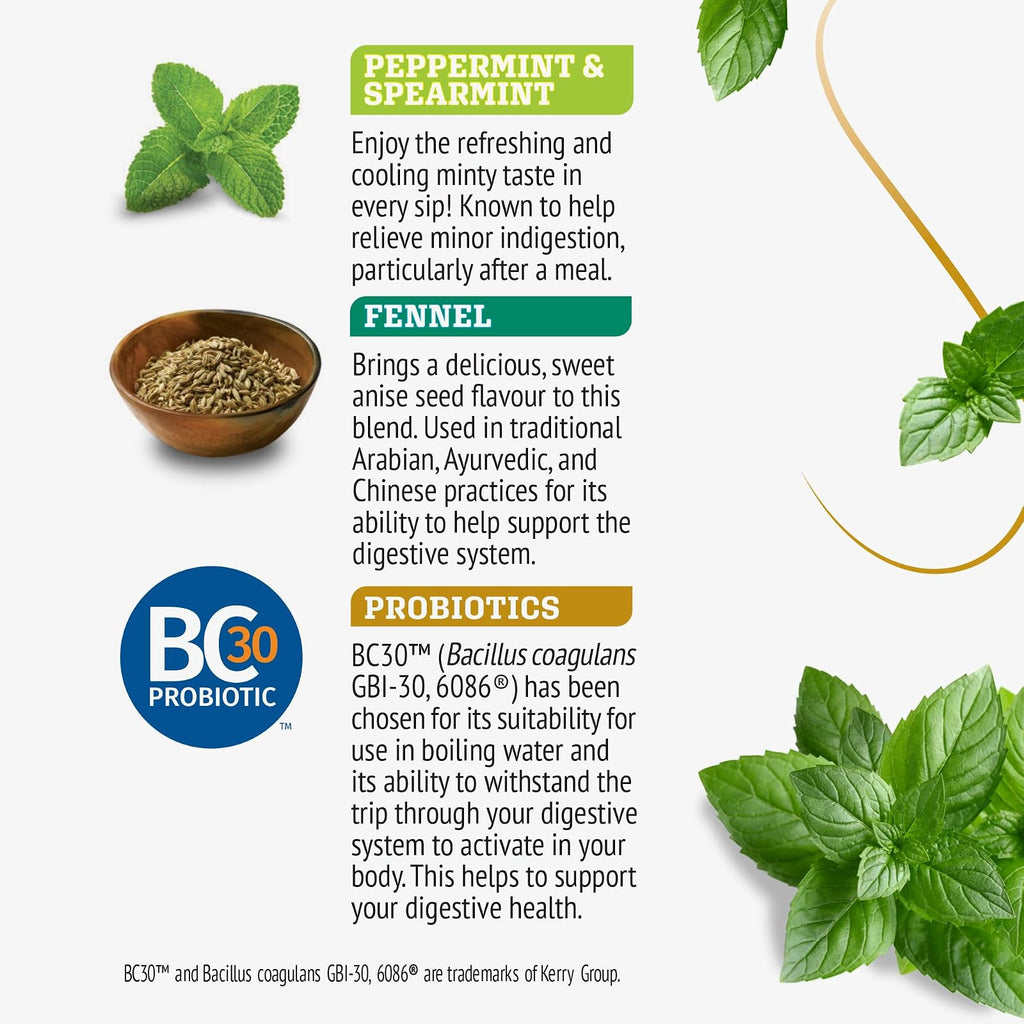 refreshing peppermint tea with probiotics