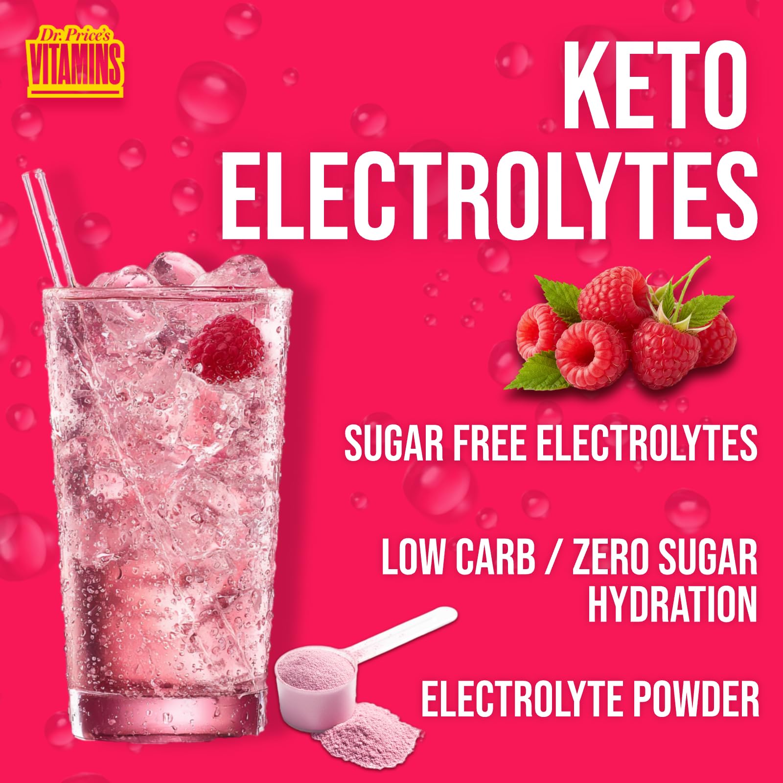refreshing raspberry flavour electrolyte powder