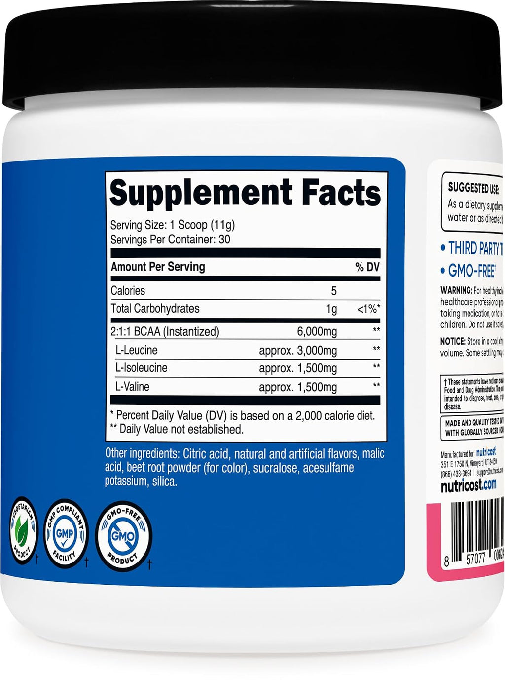 Refreshing raspberry lemonade BCAA drink