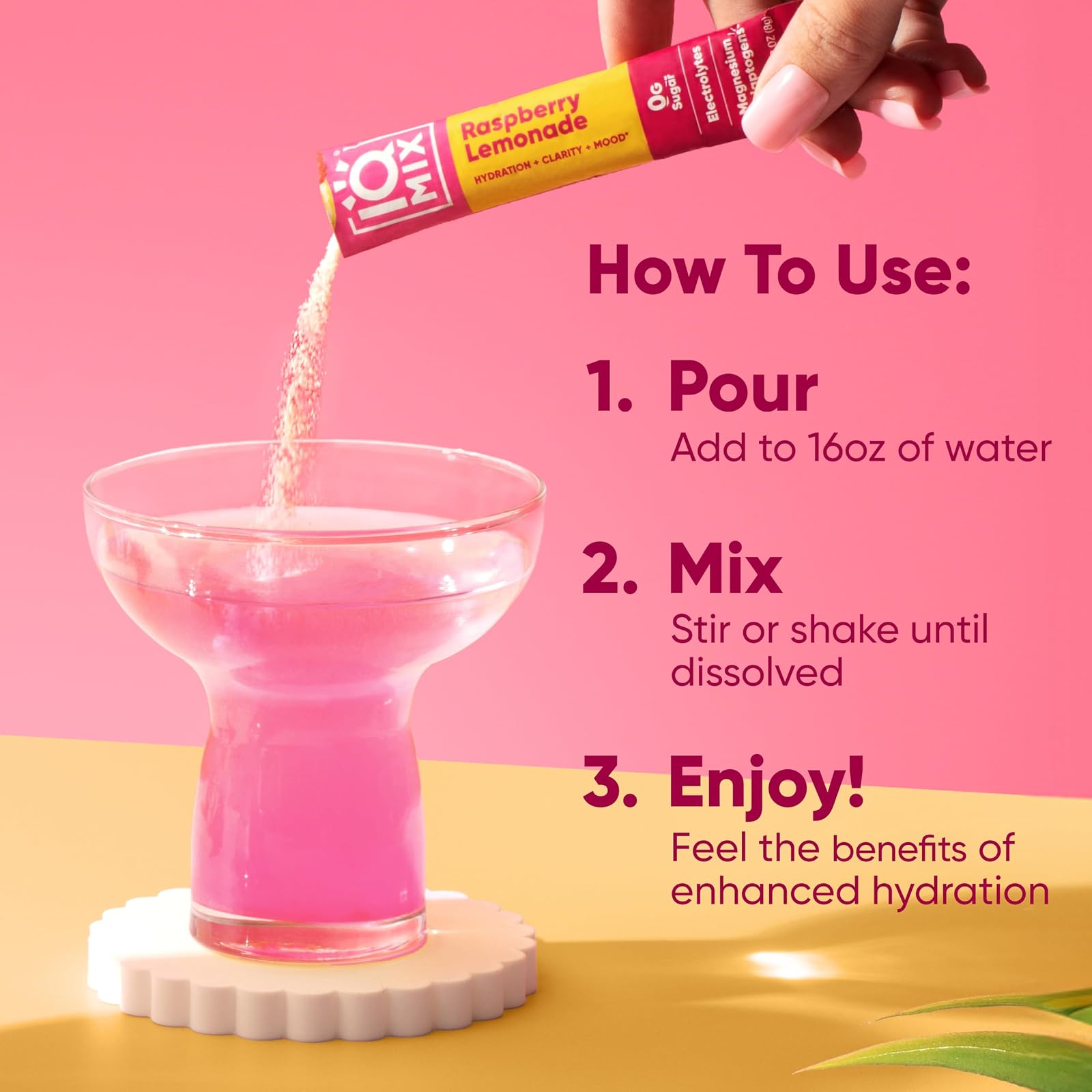 Refreshing raspberry lemonade electrolyte drink