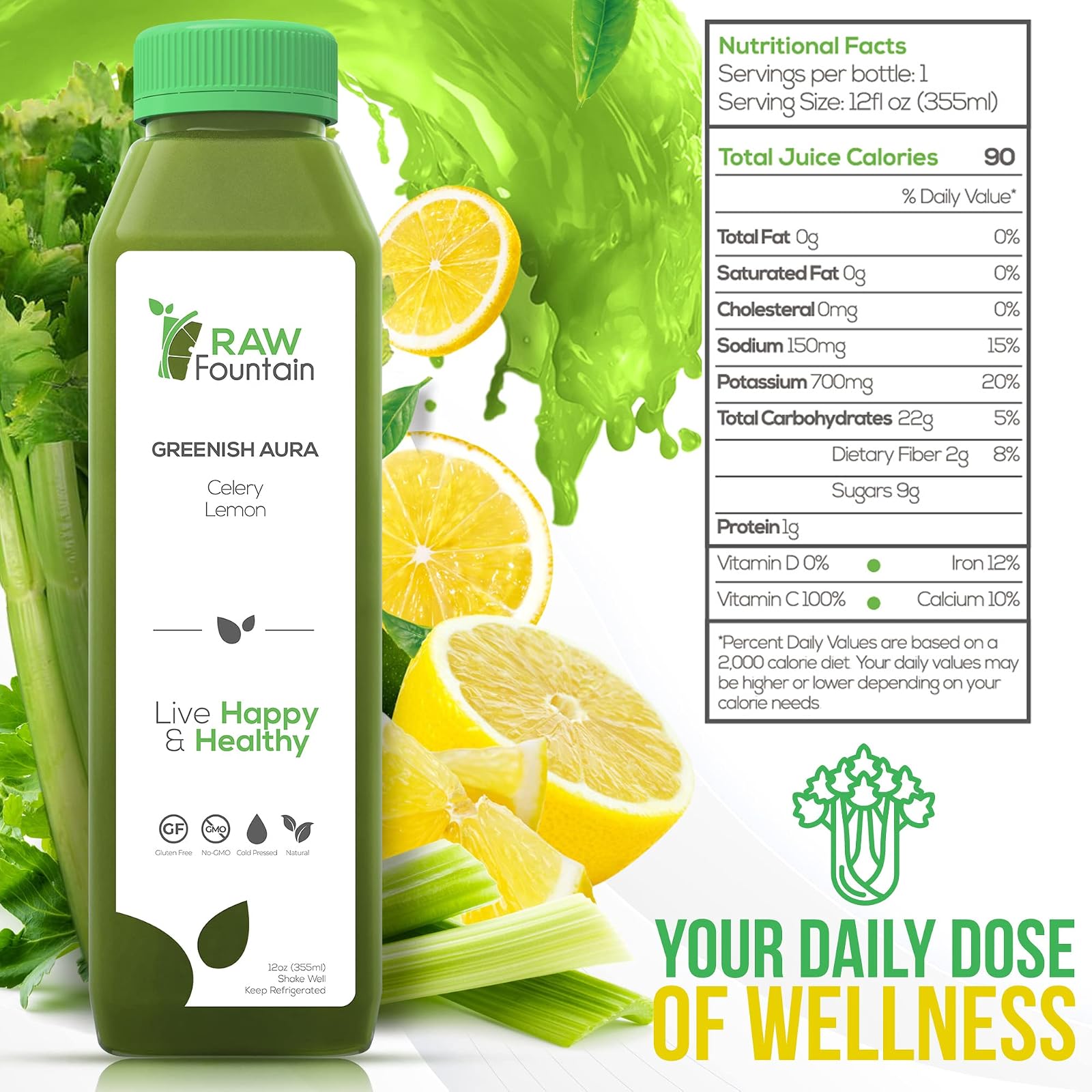 refreshing RAW Fountain celery juice